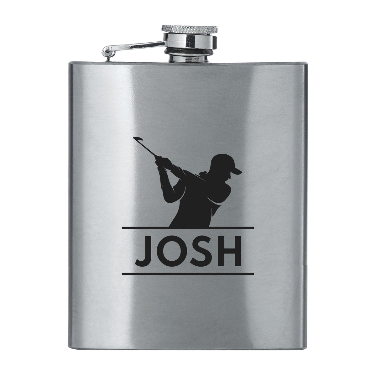 Golfer Stainless Steel Flask - GolfBallStamp.com