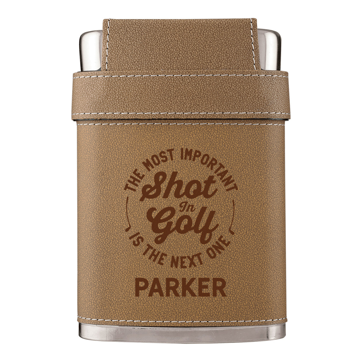 The Most Important Shot Leather Flask Kit - GolfBallStamp.com