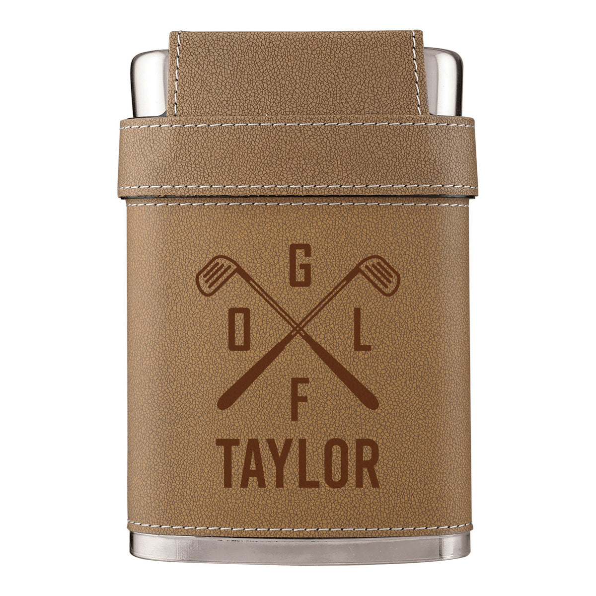 Vintage Golf Leather Flask Kit - GolfBallStamp.com